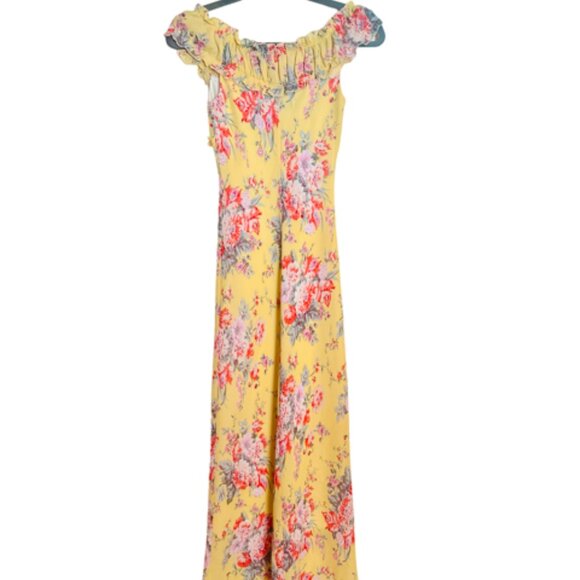 Moda International | Dresses | Moda International Yellow Floral Ruffle ...